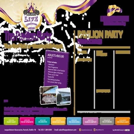 Bulmers Live at Leopardstown Pavilion Party Menu | PDF