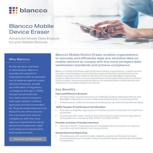 Blancco Mobile Device Eraser | PDF | Operating Systems | Computer Software and Applications
