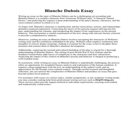 Blanche Dubois Essay. Blanche dubois character essay | PDF | Ear, Nose and Throat Conditions ...