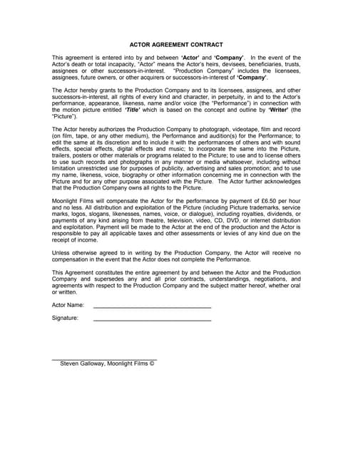 Actors contract | PDF