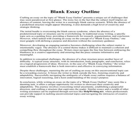 Blank Essay Outline. FREE 13 Sample Blank Outline Templates in PDF MS ...