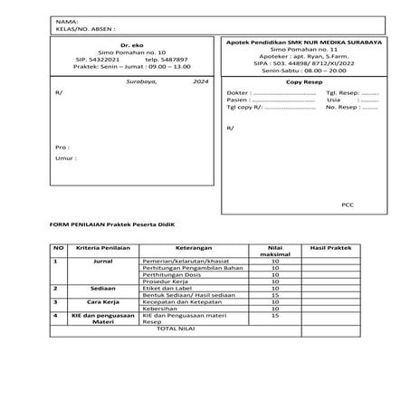 Blanko Kosong Resep LPKD Siswa praktek resep.docx