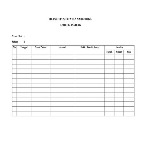 Catatan Narkotika dan Psikotropika Apotek Asyifak | PPT