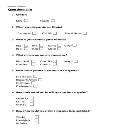 Blank questionnaire | DOCX