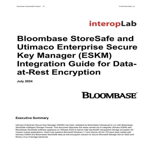 BLBS-TN - Bloombase StoreSafe - Utimaco Enterprise Secure Key Manager (ESKM) Integration Guide ...