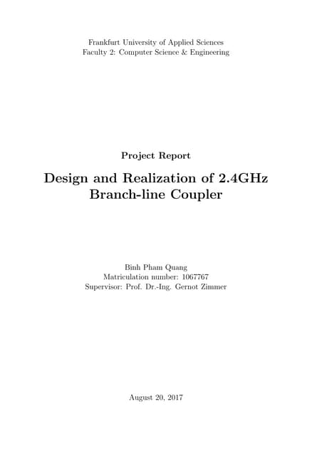 Coupler and power divider design in awr | PDF