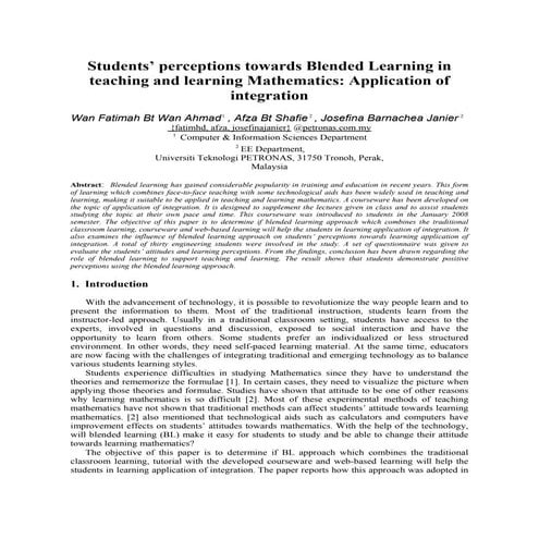 Blended learning student perception | PDF