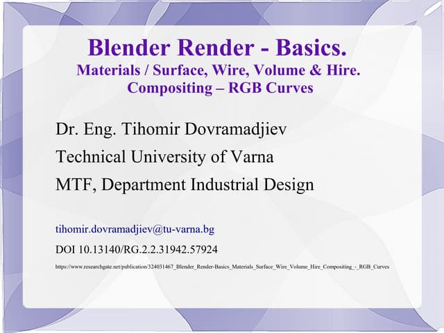 Drtad Blender Render Basics Materials Surface Wire Volume And Hire Compositing Rgb