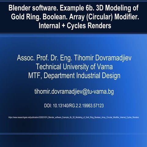 DrTAD Blender software. Example 6b. 3D Modeling of Gold Ring. Boolean ...