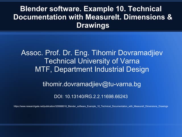 Drtad Blender Software Example 10 Technical Documentation With Measureit Dimensions