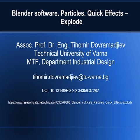 DrTAD Blender software. Particles. Quick Effects – Explode | PDF
