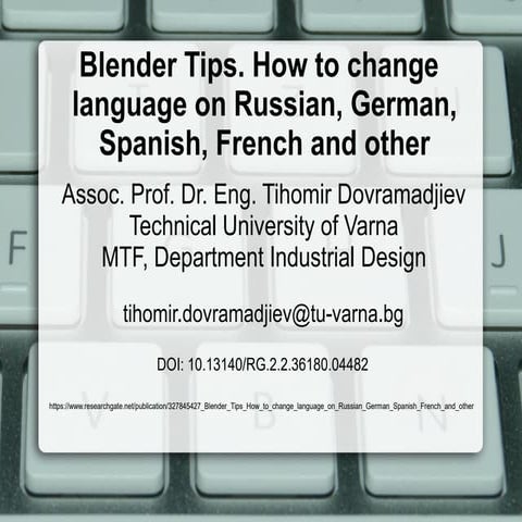 DrTAD Blender Tips. How to change language on Russian, German, Spanish, French and other | PPT