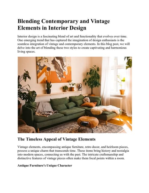 Creating Unique Displays: The Art of Mixing Styles and Eras | PDF