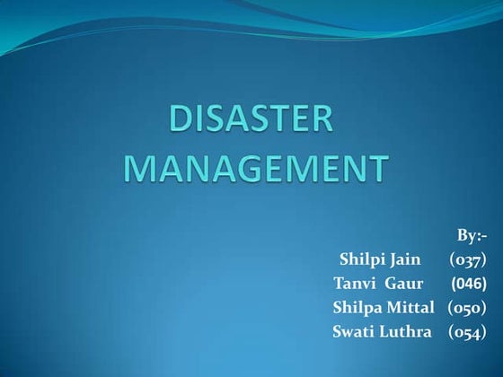 Introduction to disaster management | PPTX | Science