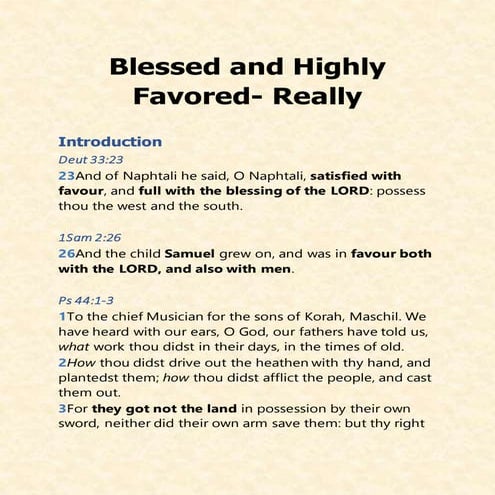 Blessed and Highly Favored- Really | DOCX | Judaism | Religion & Spirituality