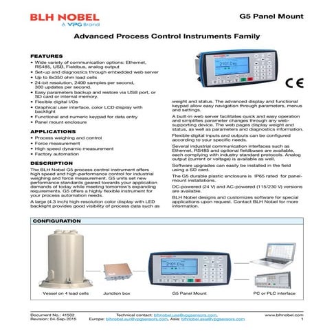BLH Nobel G5 Process Weighing and Force Measurement Control | PDF