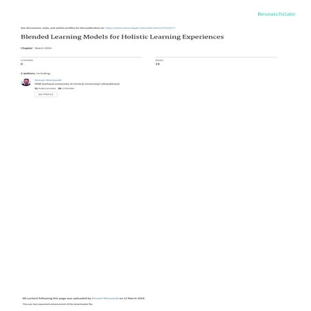 Blended Learning Models for Holistic Learning | PDF