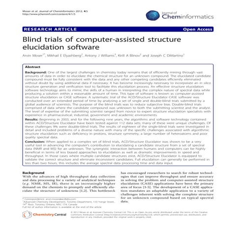 Blind trials of computer-assisted structure elucidation software | PDF
