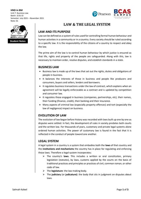 Business Law - Unit 1 | PDF | Legal Services Industry | Industries