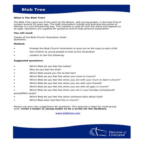 Blob church question sheet | PDF
