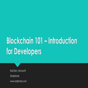 Blockchain 101 - Introduction for Developers | PDF