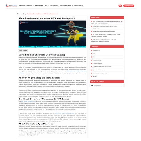 Blockchain Powered Metaverse-NFT Game Development | PDF | Currencies | Economy