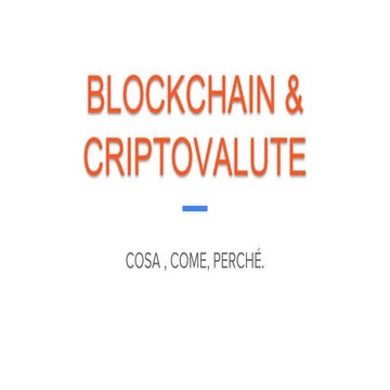 Blockchain e criptovalute | PPTX