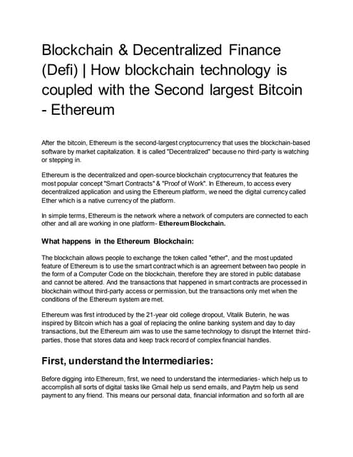 Blockchain And Decentralized Finance Defi How Blockchain Technology