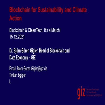 Sustainable Blockchain and Blockchain for Climate Action | PPTX