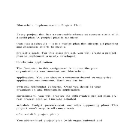 Blockchain Implementation Project Plan Every project th | DOCX ...