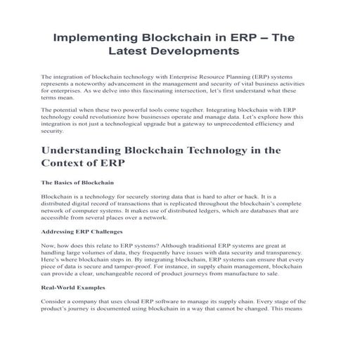 Blockchain in ERP | PDF | Technology Industry | Industries