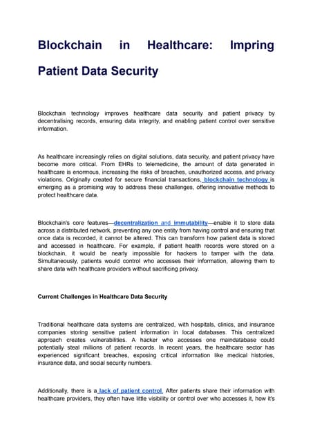 Blockchain Healthcare Use Cases In Digital Health | PDF