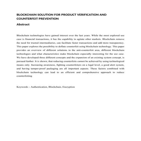 BLOCKCHAIN SOLUTION FOR PRODUCT VERIFICATION AND COUNTERFEIT PREVENTION.docx