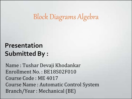 Block Diagram Reduction | PPT