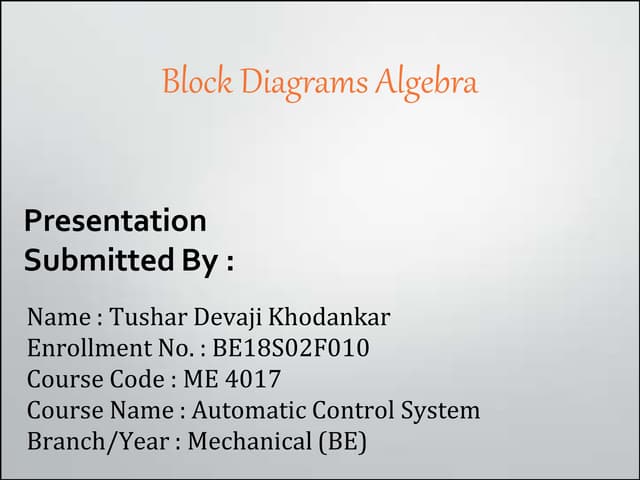 Block Diagram Reduction | PPTX