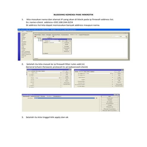 Blocking koneksi pake mikrotik | PDF