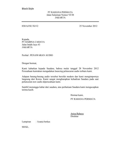 Semi block style(nasional) | DOCX