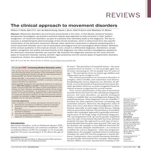 MOVEMENT DISORDER | PDF