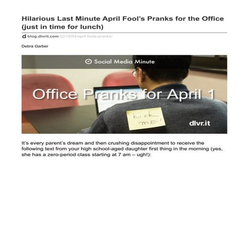 Hilarious Last Minute April Fool’s Pranks for the Office (just in time ...
