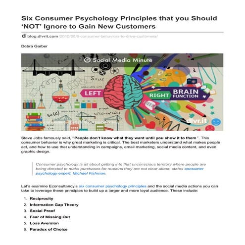 Six Consumer Psychology Principles that you Should ‘NOT’ Ignore to Gain ...