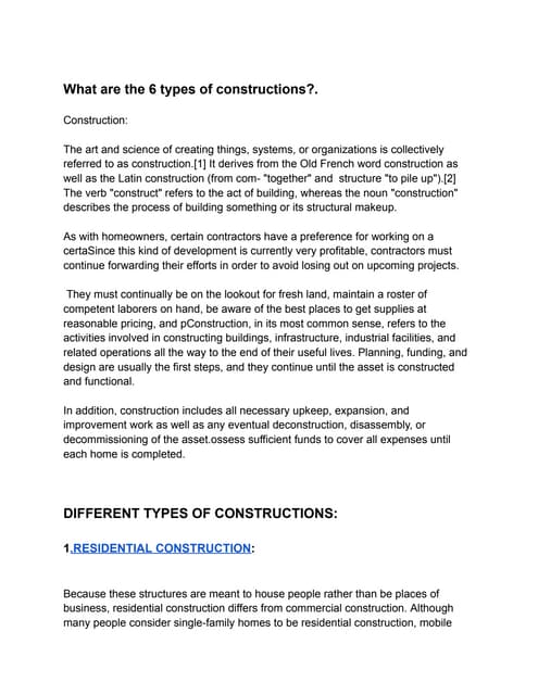 What are the Types of Construction Project | PPTX