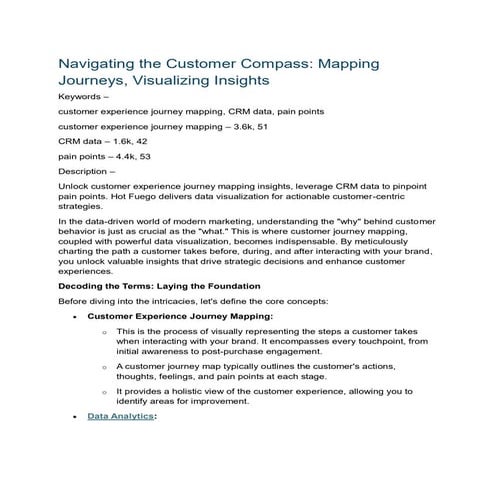 Navigating the Customer Compass: Mapping Journeys, Visualizing Insights ...