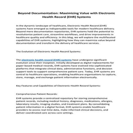 A Complete Guide on EHR Solutions: Types, Process, And Its Cost | PDF