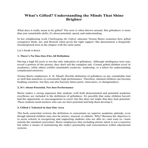 What’s Gifted? UnGifted Minds: Brilliance & Beyondderstanding the Minds ...