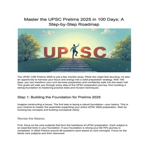 Master the UPSC Prelims 2025 in 100 Days: A Step-by-Step Roadmap | PDF
