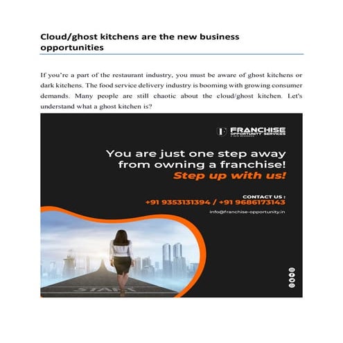 Cloud/ghost kitchens are the new business opportunities | PDF