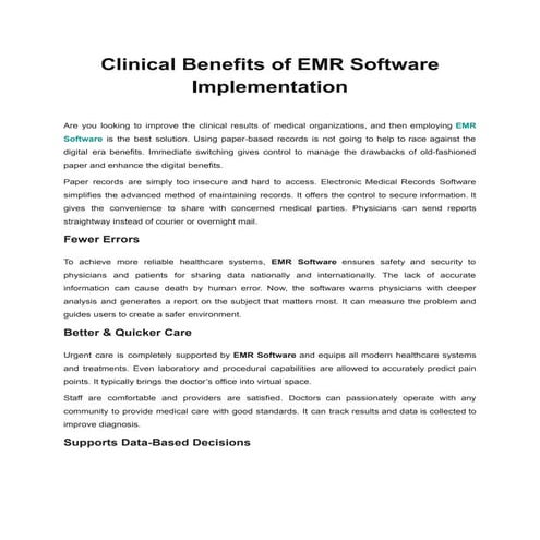 10 Benefits an EPCR Software should Bring to EMS Organizations | PPTX