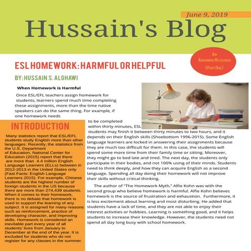 ESL homework: harmful or helpful (1) | PDF