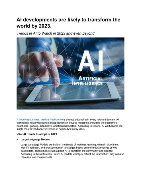 Artificial Intelligence and Future of Work | PPT
