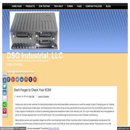 DSO Industrial, LLC - Don’t Forget to Check Your ECM | PDF | Automotive Industry | Industries